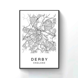 Derby Map Derby City Map Map Poster Map Print Derby Map - Etsy