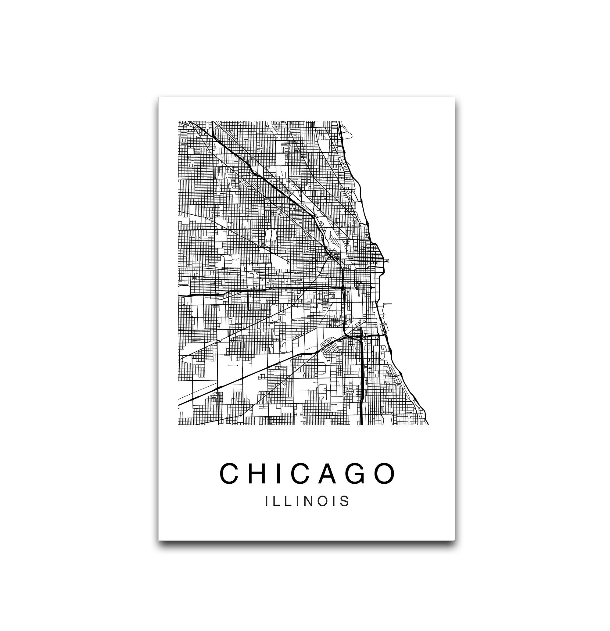 Map of Chicago City Map Chicago Map Minimalist Map Chicago - Etsy
