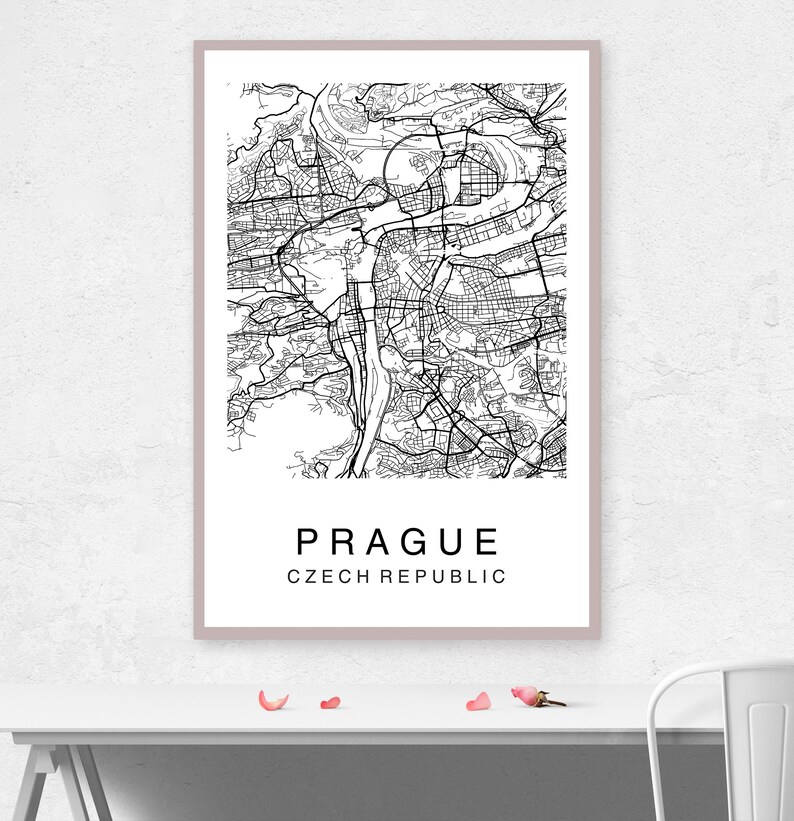 Prague Map Print Prague Printable Map Wall Art City Map | Etsy