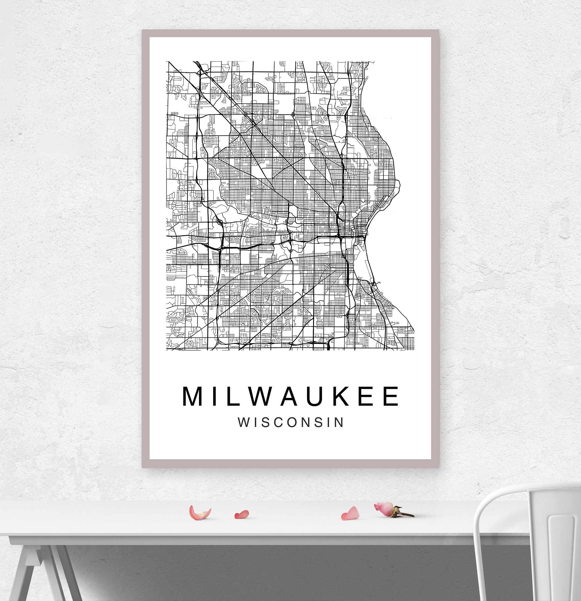 Milwaukee Map Print Milwaukee Map Poster Wall Art City Map | Etsy