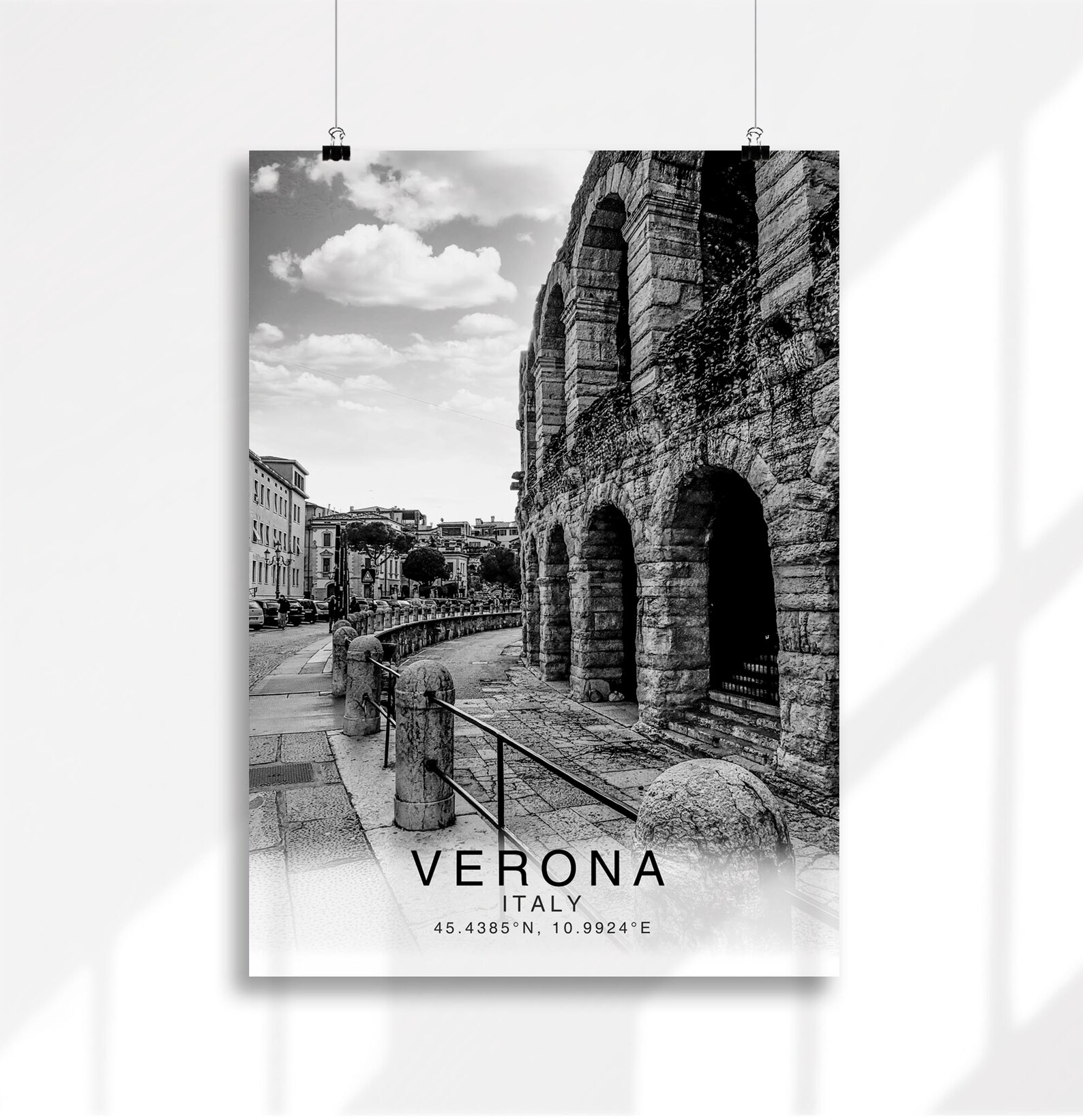 Verona Print Black and White Verona Wall Art Verona Poster - Etsy