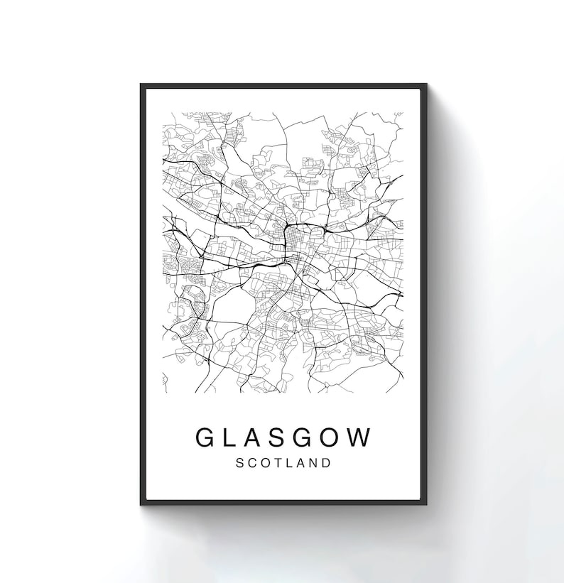 Glasgow Map Print Glasgow Map Glasgow City Map Map Print - Etsy