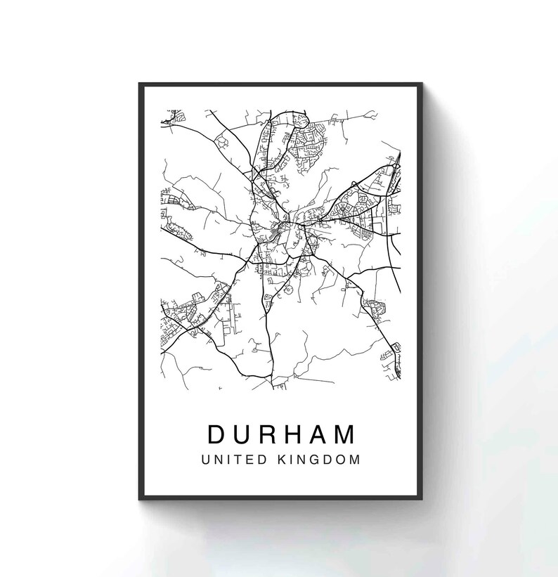 Durham Map Durham City Map Map Poster Map Print Durham Map | Etsy