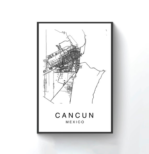 Cancun Map Print Cancun Map Poster Wall Art City Map Street | Etsy