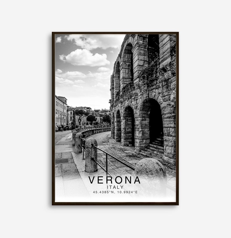 Verona Print Black and White Verona Wall Art Verona Poster - Etsy