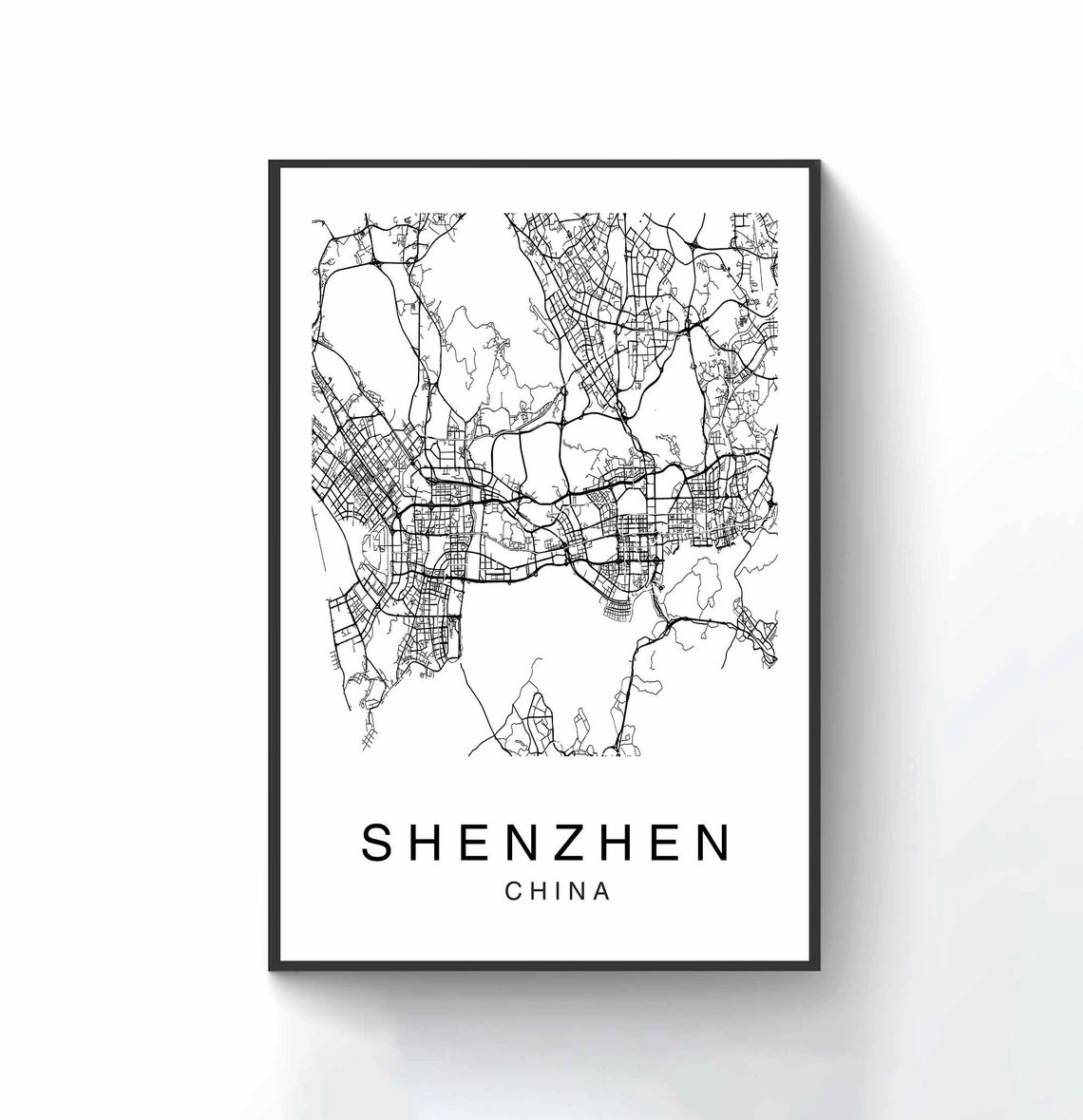 Shenzhen Map Shenzhen City Map City Maps Digital Maps and - Etsy