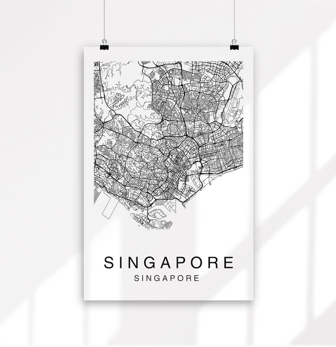Singapore Map Print, Singapore Wall Art, Map of Singapore, Singapore ...