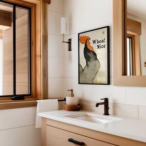 Whoa Nice Rooster, Bathroom Art Print, Bathroom Wall Decor, Guest ...