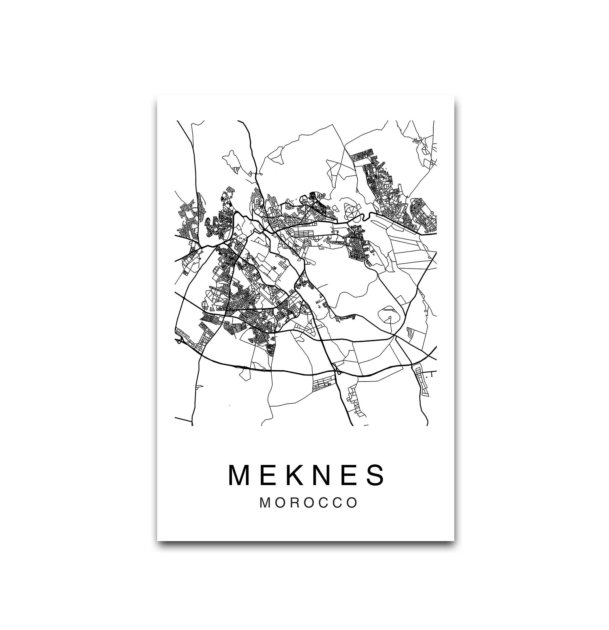 Meknes Map Print Meknes Printable Map Wall Art City Map Art - Etsy