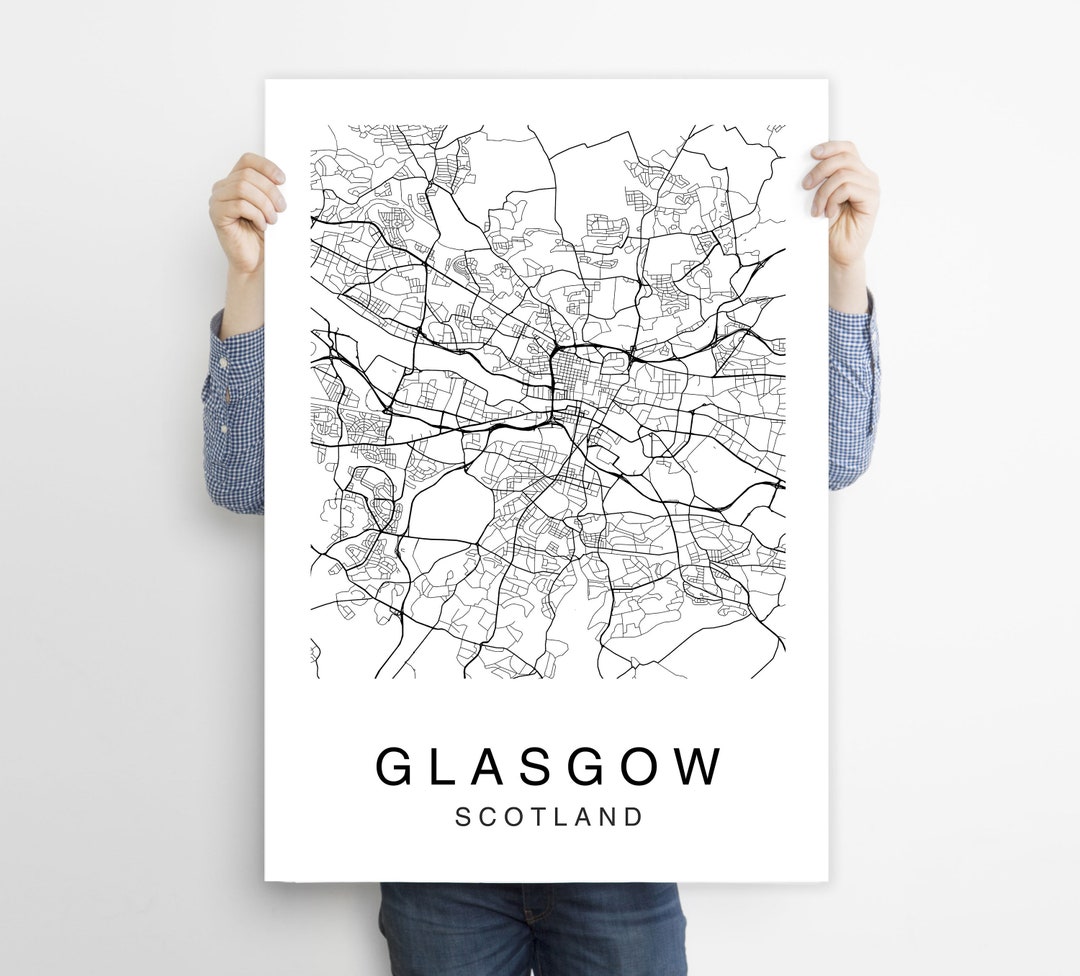 Glasgow Map Print, Glasgow Map, Glasgow City Map, Map Print, Glasgow ...