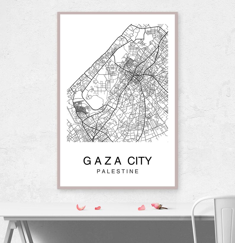 Gaza Map Gaza City Map Map Poster Map Print Gaza City Map - Etsy