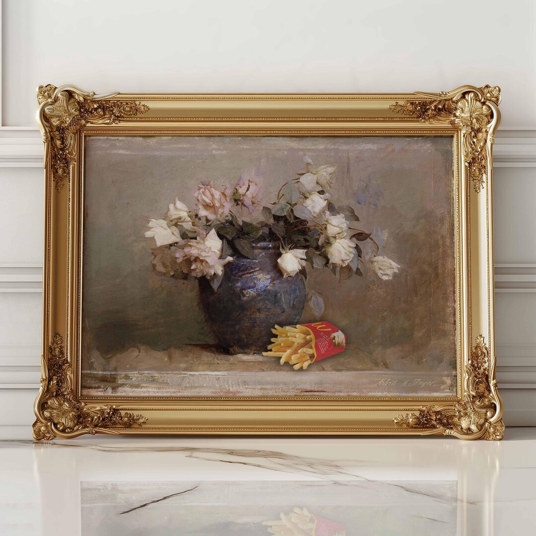 Altered Art Roses Still Life Painting, Modified Thrift Store Art, Pop ...