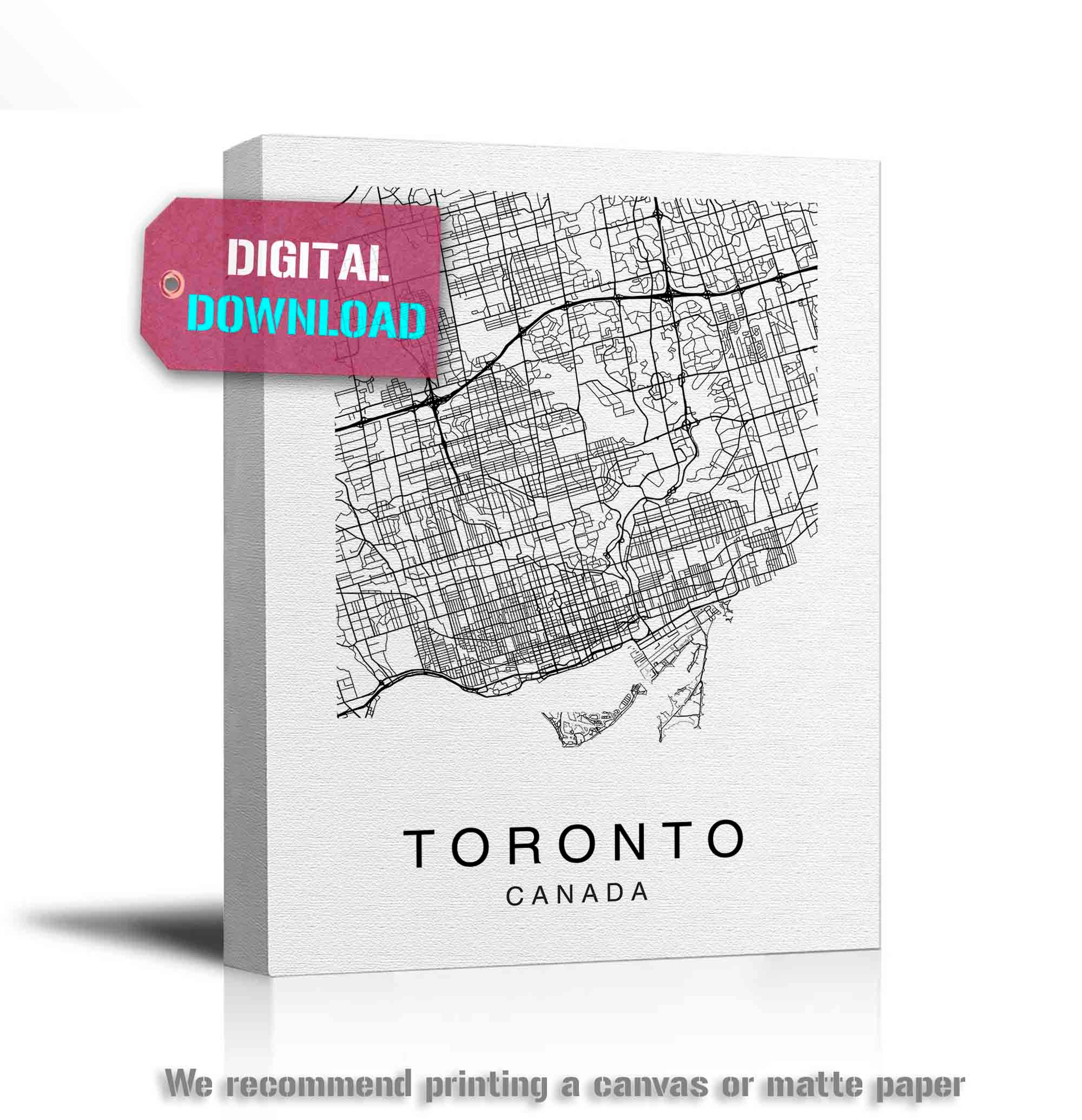 Toronto Map Toronto City Map Printable Map Art Toronto Map | Etsy