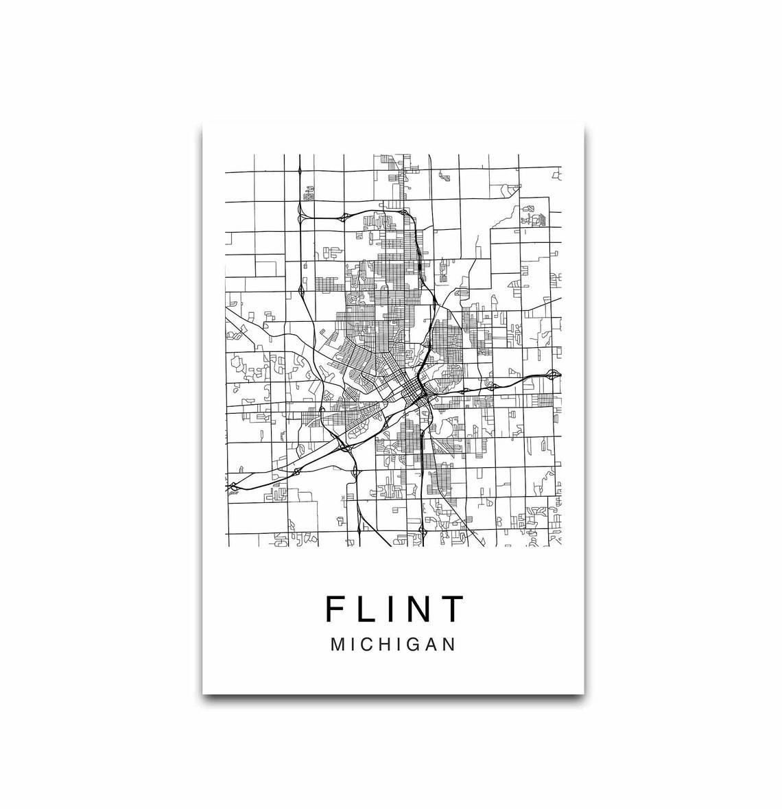 Flint Map Flint City Map Map Poster Map Print Flint Map | Etsy