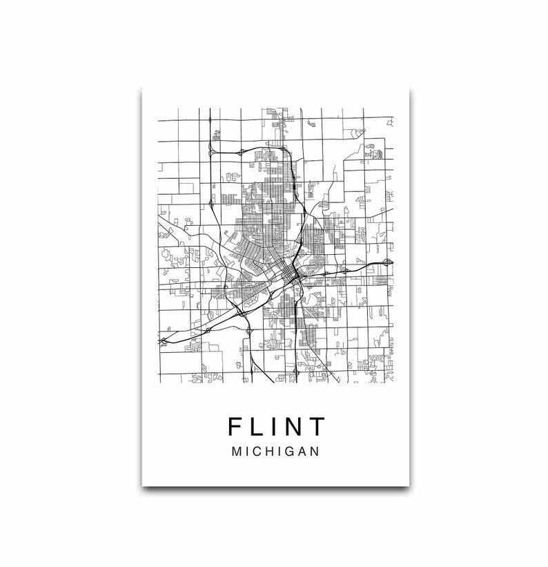 Flint Map Flint City Map Map Poster Map Print Flint Map | Etsy