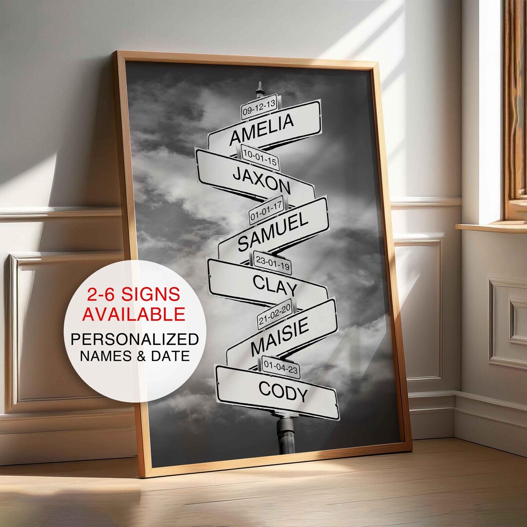 Custom Street Sign Print: Personalized Family Name & Date Wall Art ...