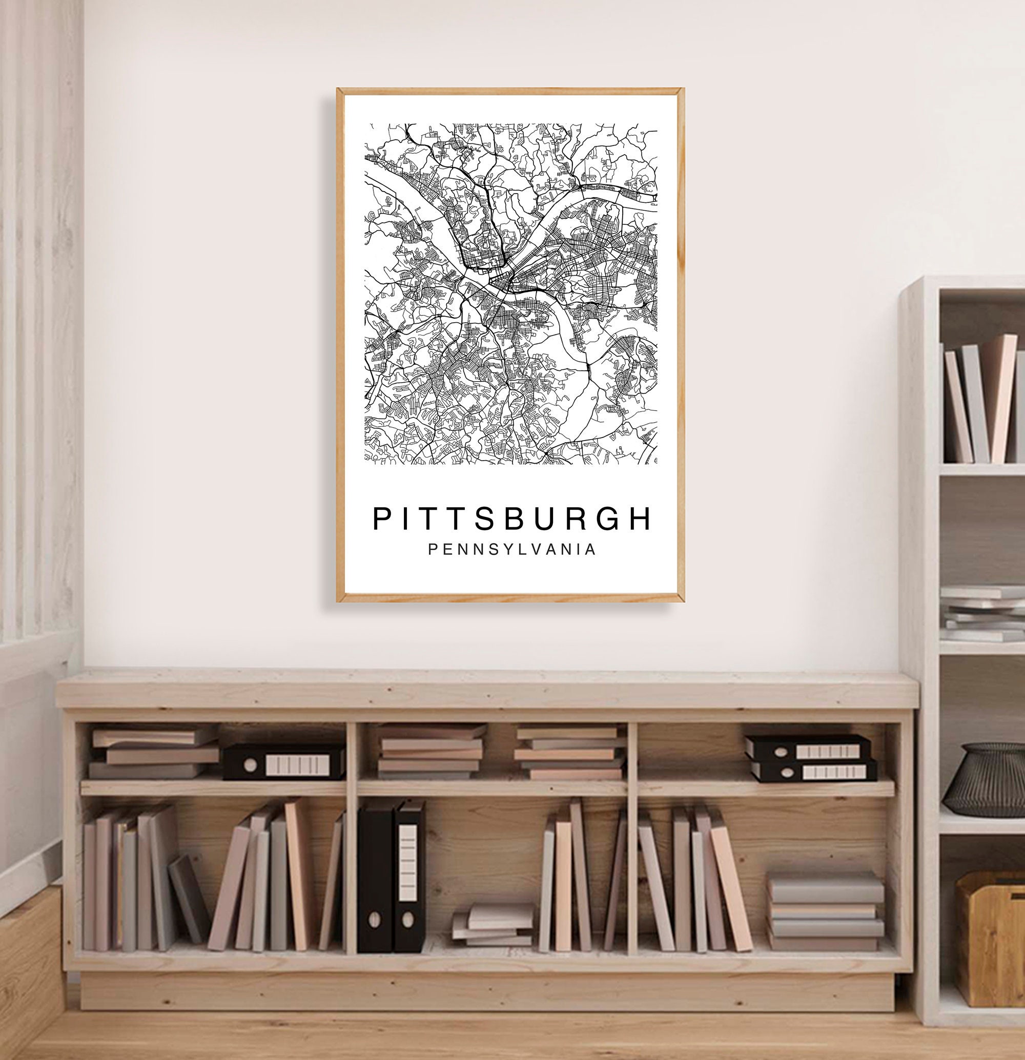 Pittsburgh Map Print Pittsburgh Printable Map Art Wall Art | Etsy