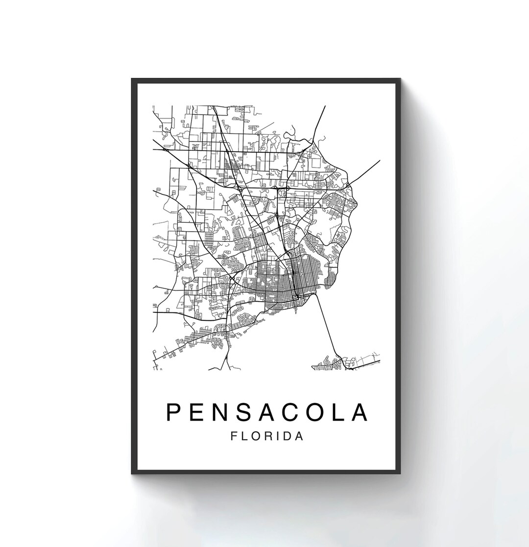 Pensacola Map Print, Pensacola Map Poster Wall Art, City Map, City ...