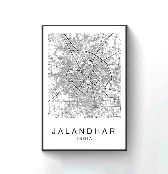Jalandhar Map Jalandhar City Map Map Poster Map Print | Etsy