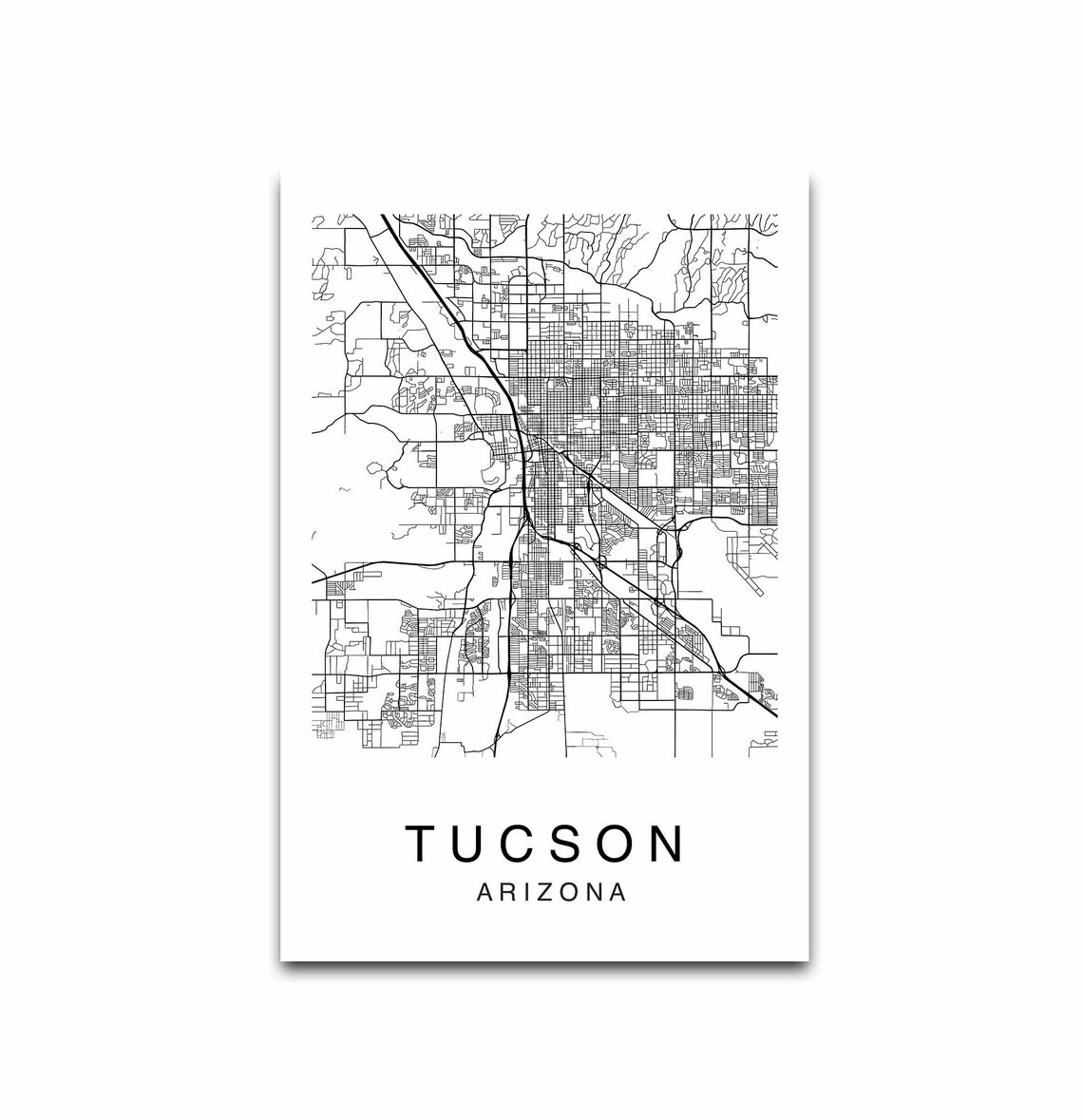 Tucson Map Tucson City Map Map Poster Map Print Tucson Map | Etsy