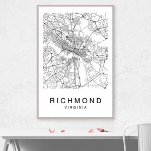 Richmond Map Print Richmond Map Poster Wall Art City Map | Etsy