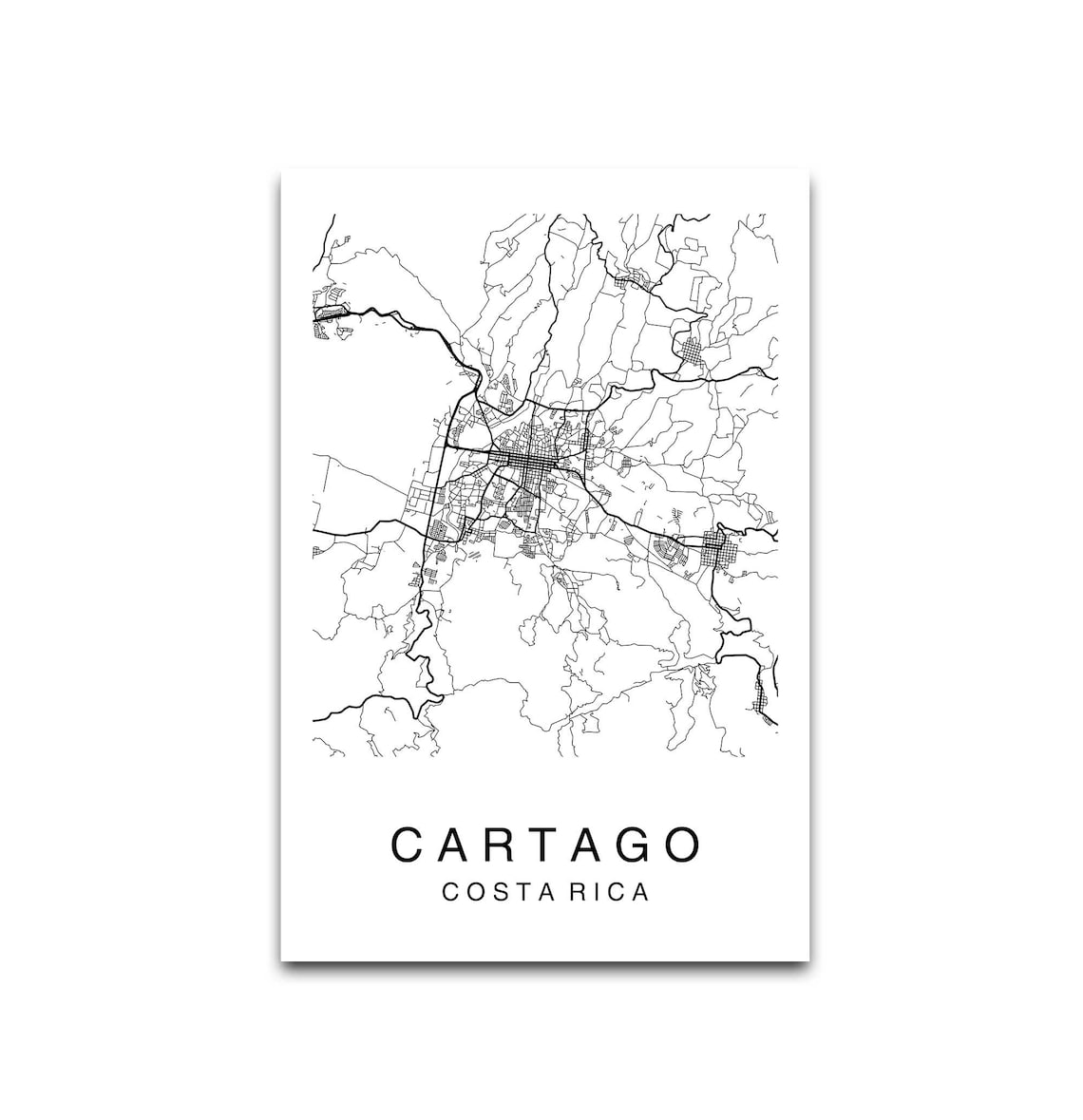 Cartago Map Cartago City Map Map Poster Map Print Cartago | Etsy