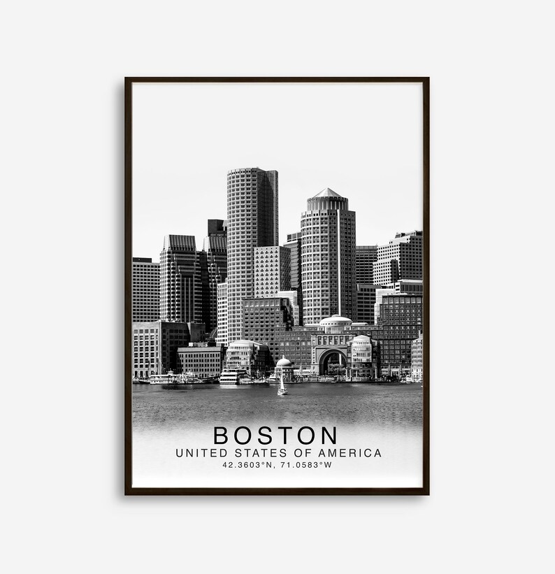 Boston Travel Poster American Poster Print Boston Wall Art | Etsy
