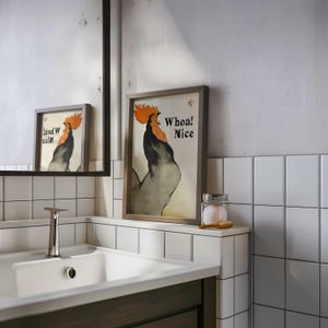 Whoa Nice Rooster, Bathroom Art Print, Bathroom Wall Decor, Guest ...