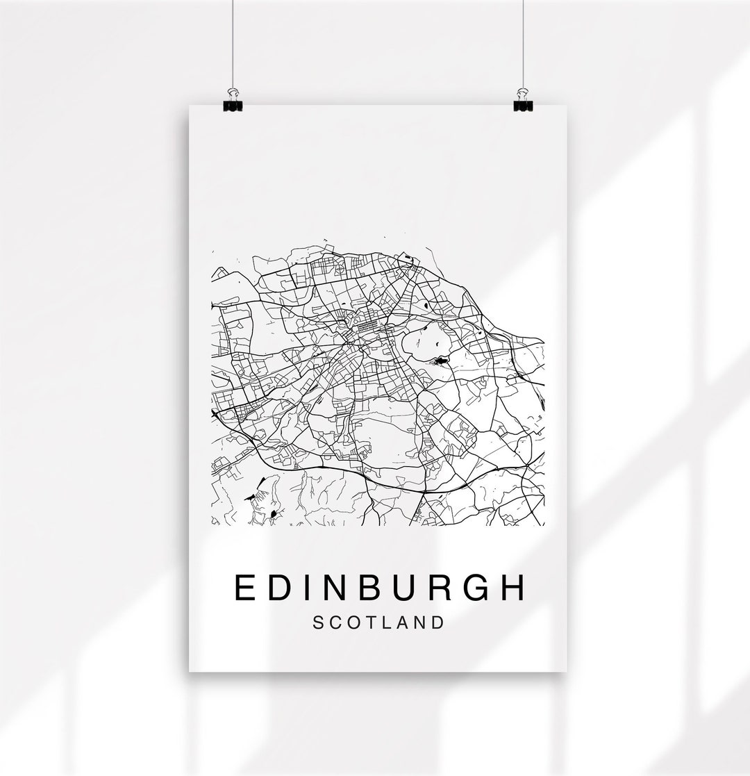 Edinburgh City Print Street Map Art Edinburgh Map Poster - Etsy