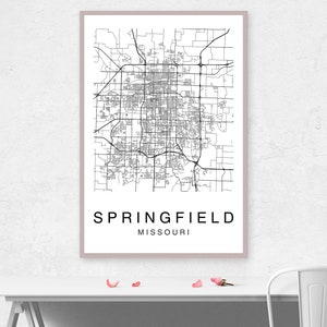 Springfield Map Springfield City Map Printable Map Map - Etsy