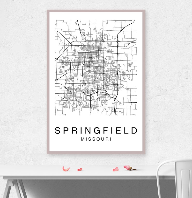 Springfield Map Springfield City Map Printable Map Map | Etsy