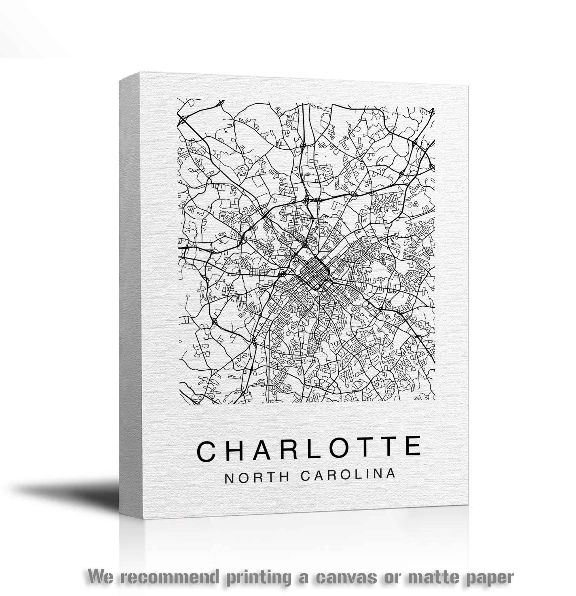 Charlotte Map Print Charlotte Map Instant Download Wall - Etsy