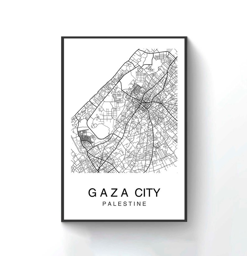 Gaza Map Gaza City Map Map Poster Map Print Gaza City Map - Etsy