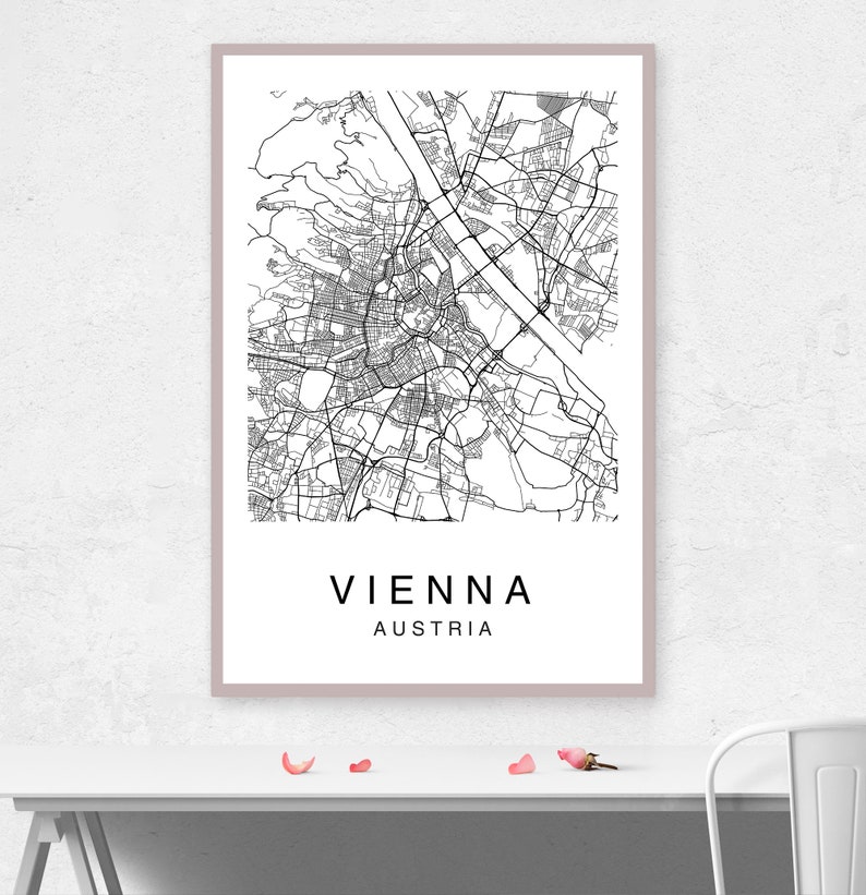 Vienna Map Print Vienna Map Poster Wall Art City Map Art | Etsy