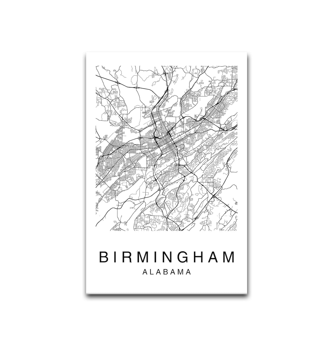 Birmingham Map Print Printable Art Digital Download Wall | Etsy