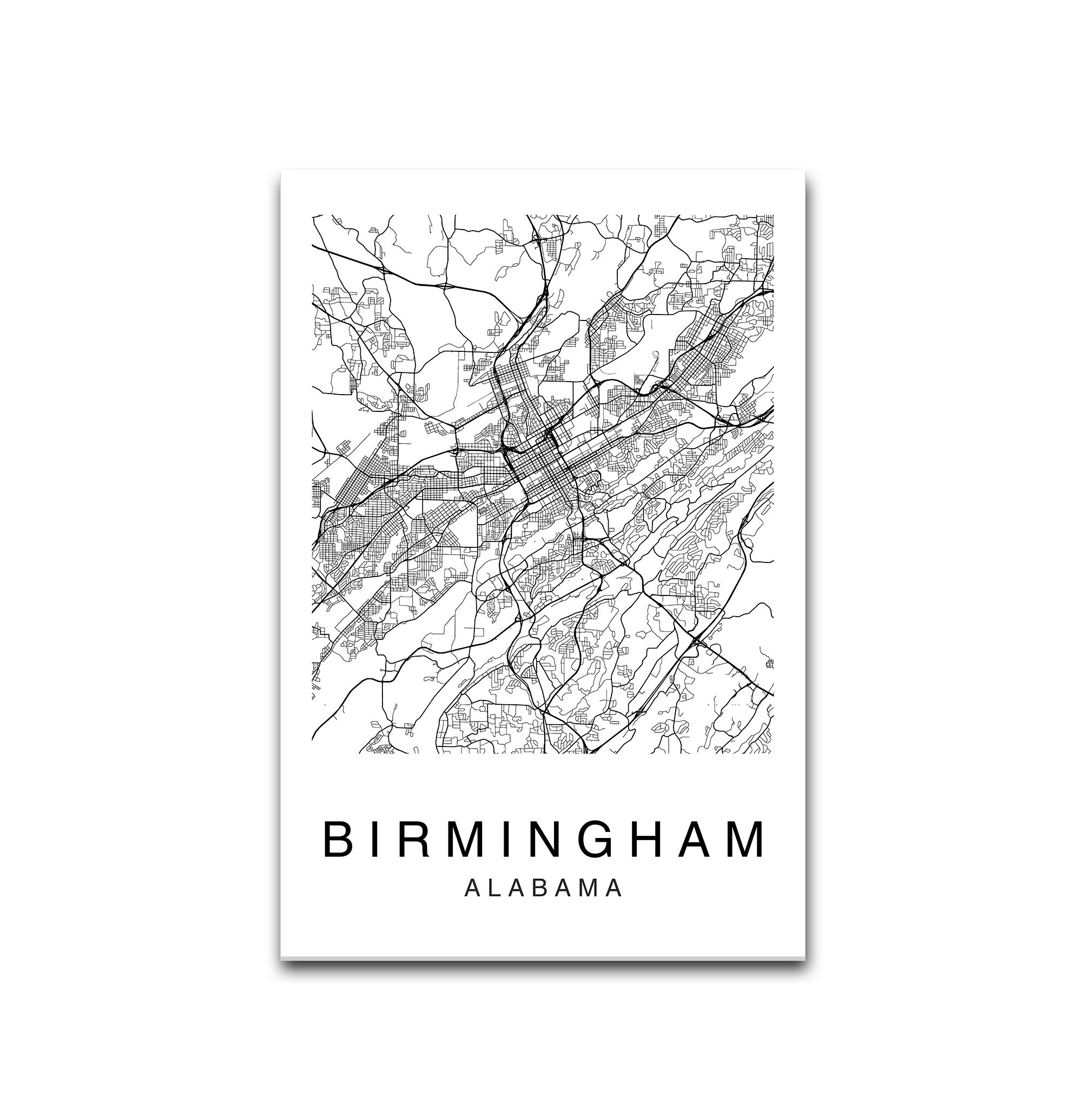 Birmingham Map Print Printable Art Digital Download Wall | Etsy