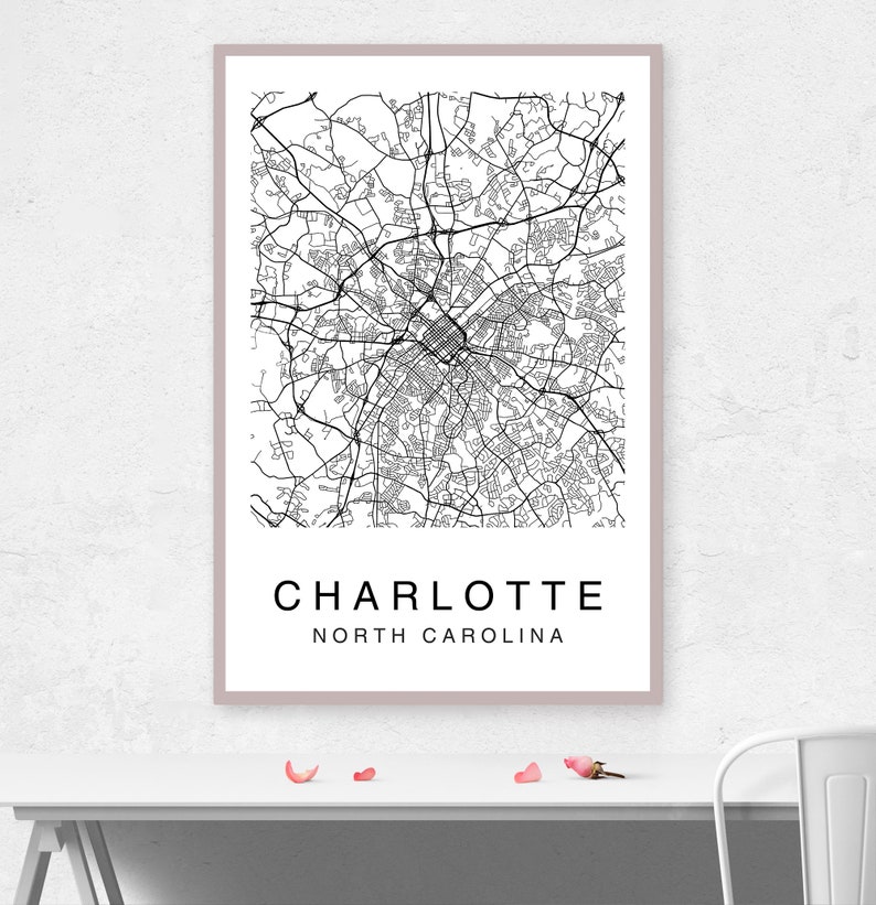 Charlotte Map Print Charlotte Map Instant Download Wall - Etsy