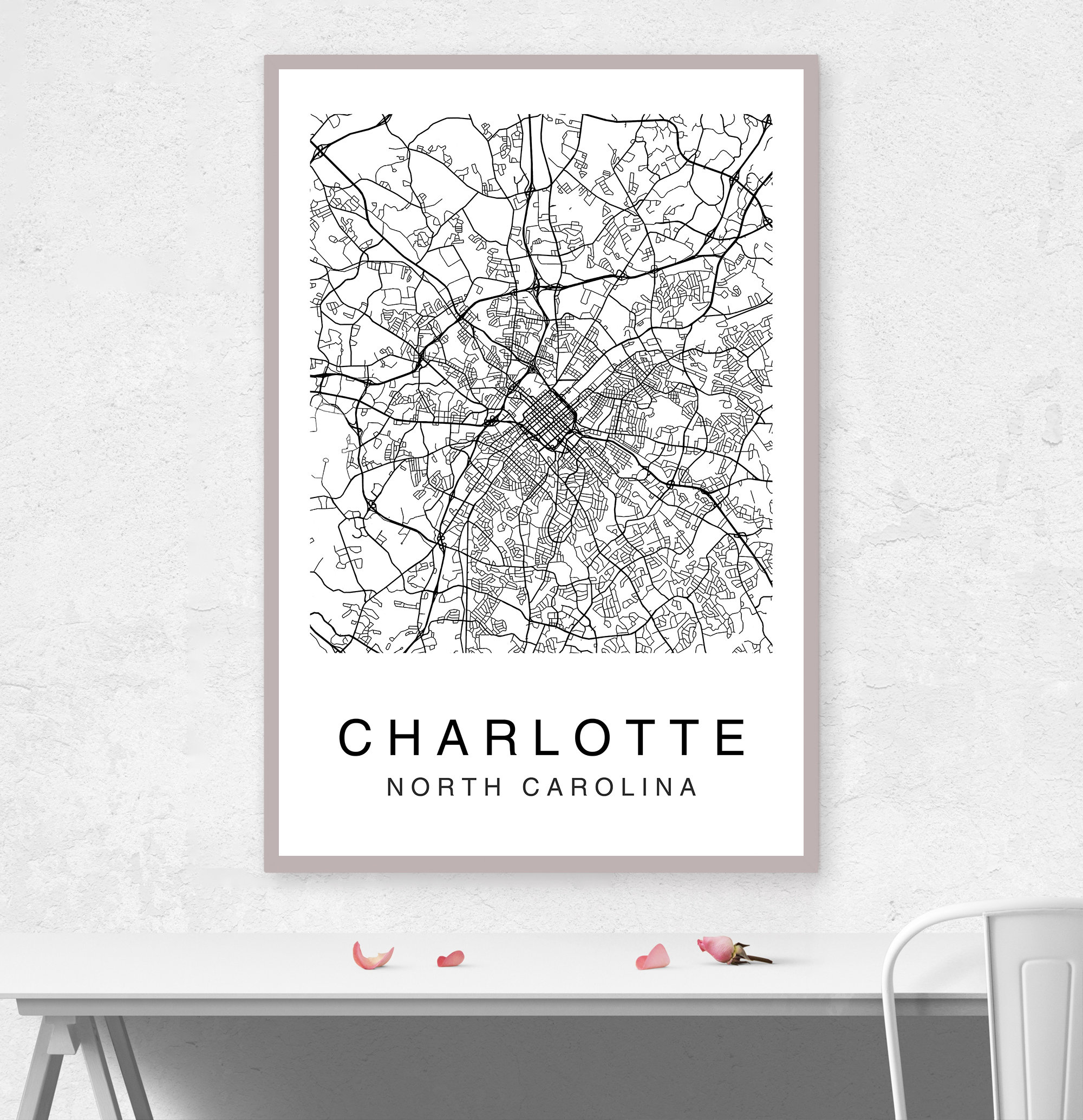 Charlotte Map Print Charlotte Map Instant Download Wall - Etsy