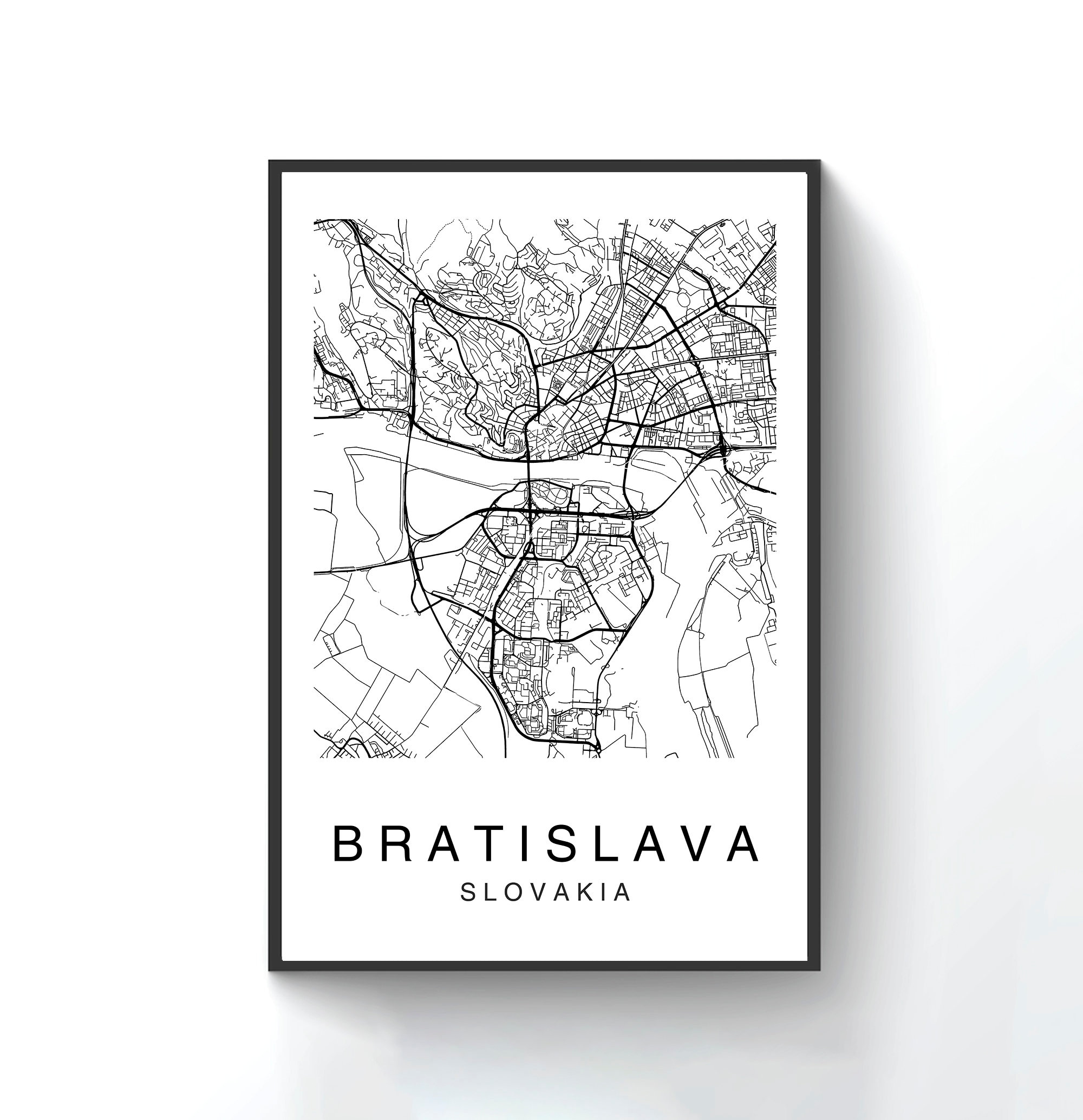 Bratislava Map Print Bratislava Map Printable Map Art | Etsy