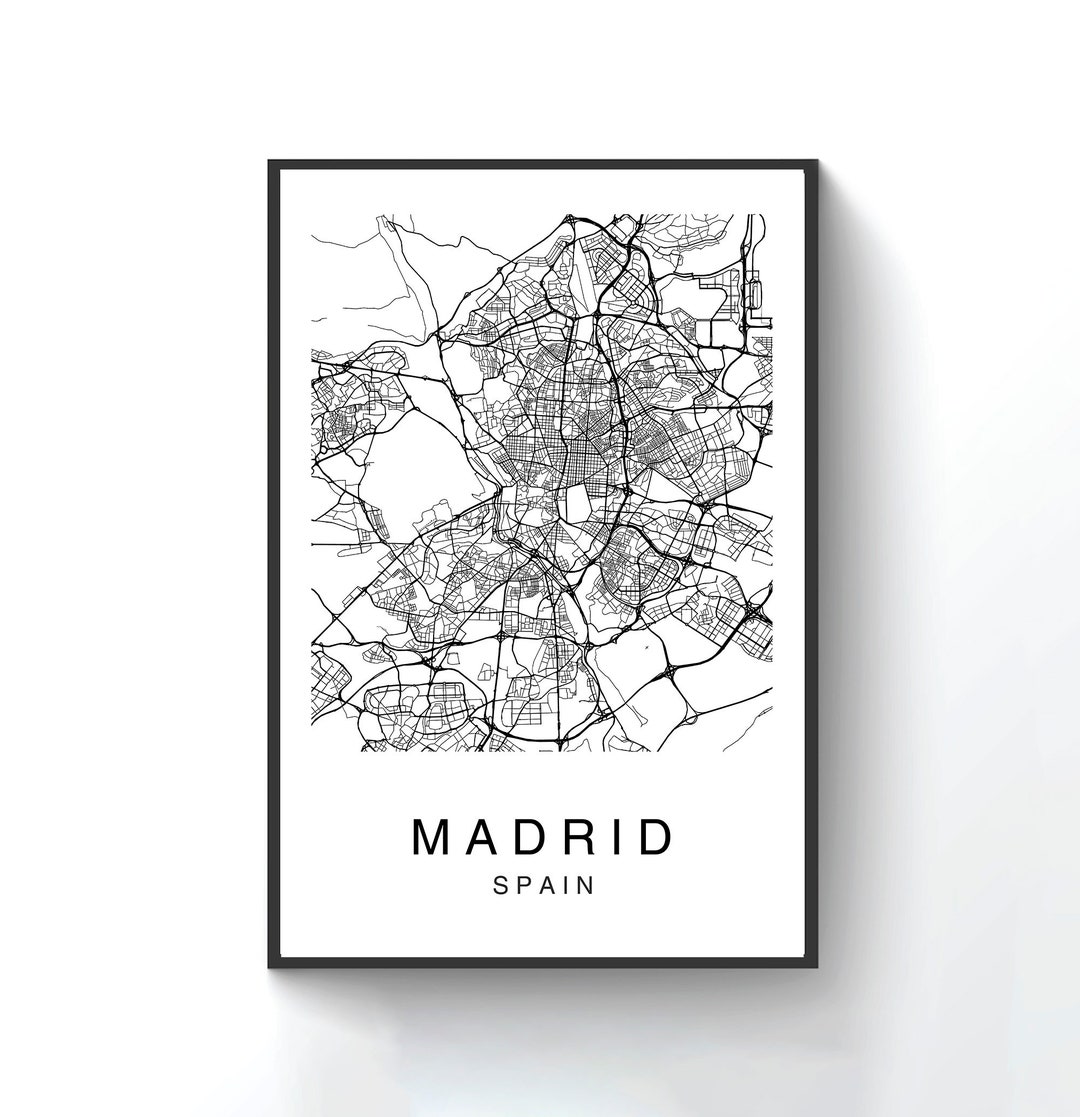 Madrid Map Print Madrid Map Poster Wall Art City Map Art - Etsy