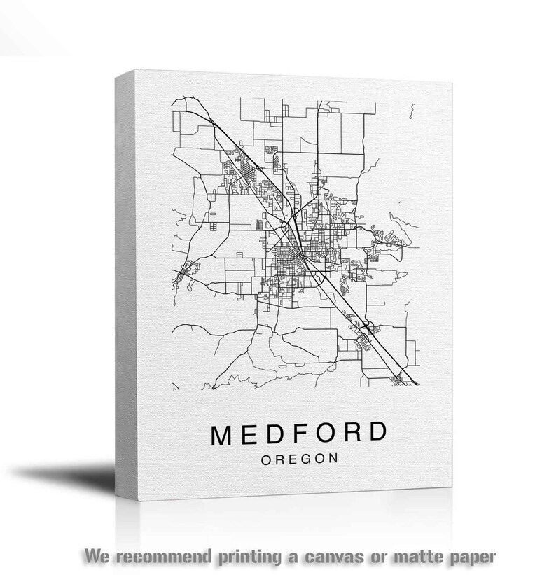 Medford Map Print Medford Map Poster Wall Art City Map | Etsy