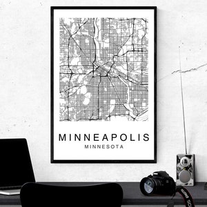 Minneapolis Map Print Minneapolis Map Poster Wall Art City - Etsy