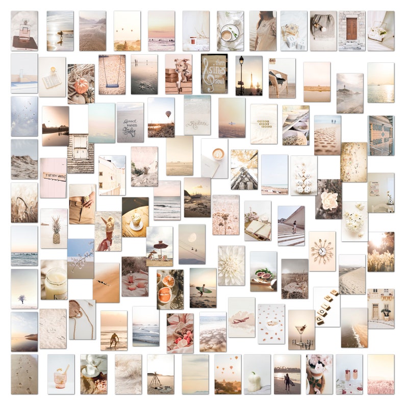 Beige Wall Collage Kit Digital Wall Art Beige Aesthetic - Etsy