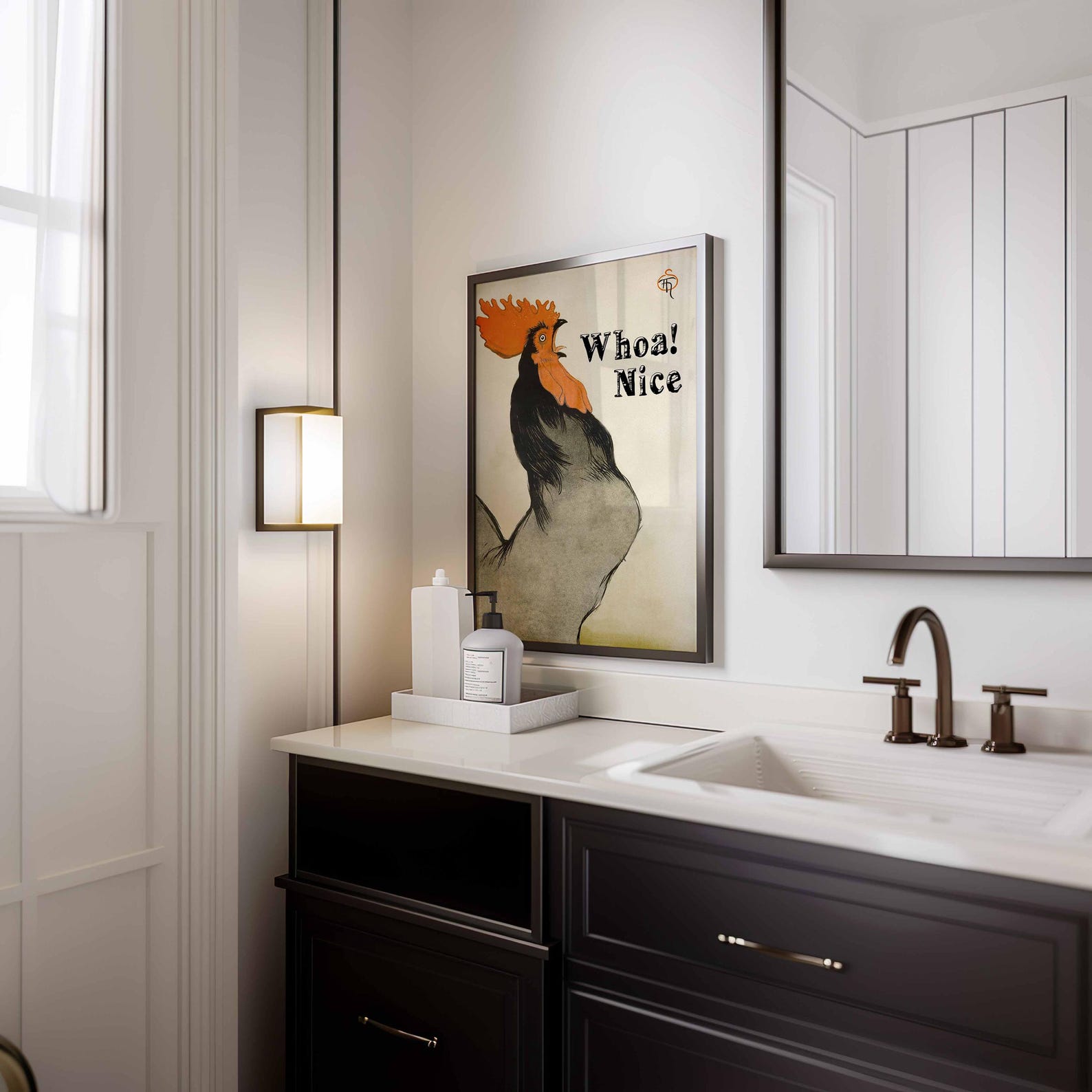 Whoa Nice Rooster, Bathroom Art Print, Bathroom Wall Decor, Guest ...