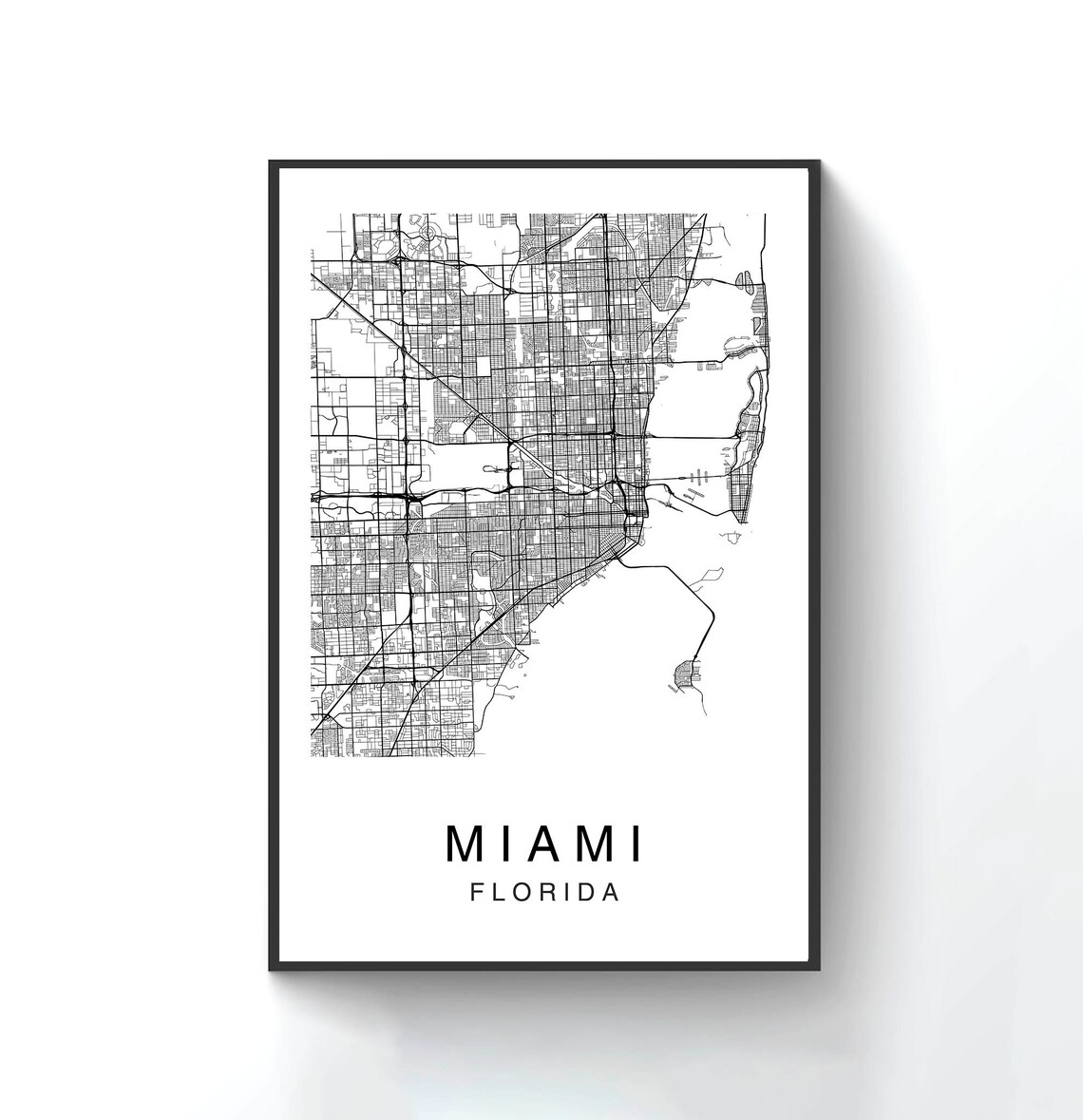 Miami Map Miami City Map Map Poster Map Print Miami Map | Etsy