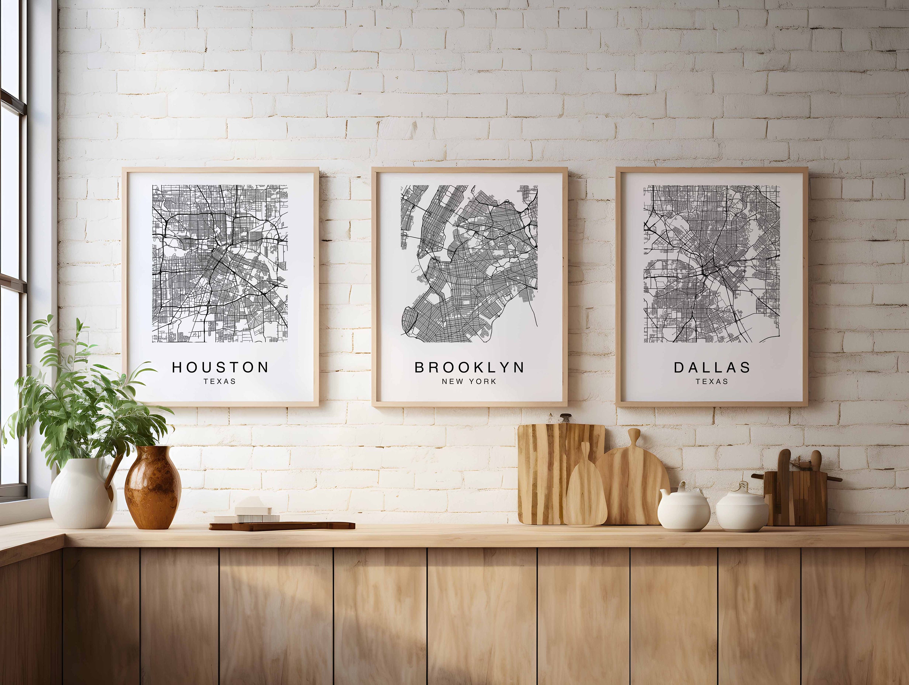 Set of Custom City Map Prints, Pesonalized City Map Posters, Any City ...