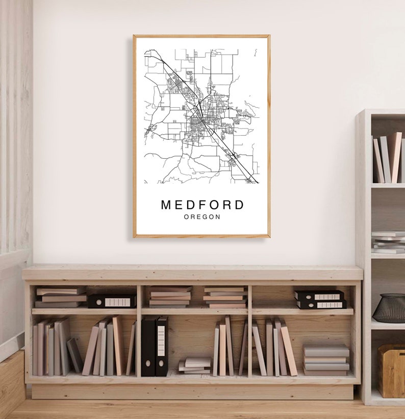 Medford Map Print Medford Map Poster Wall Art City Map | Etsy