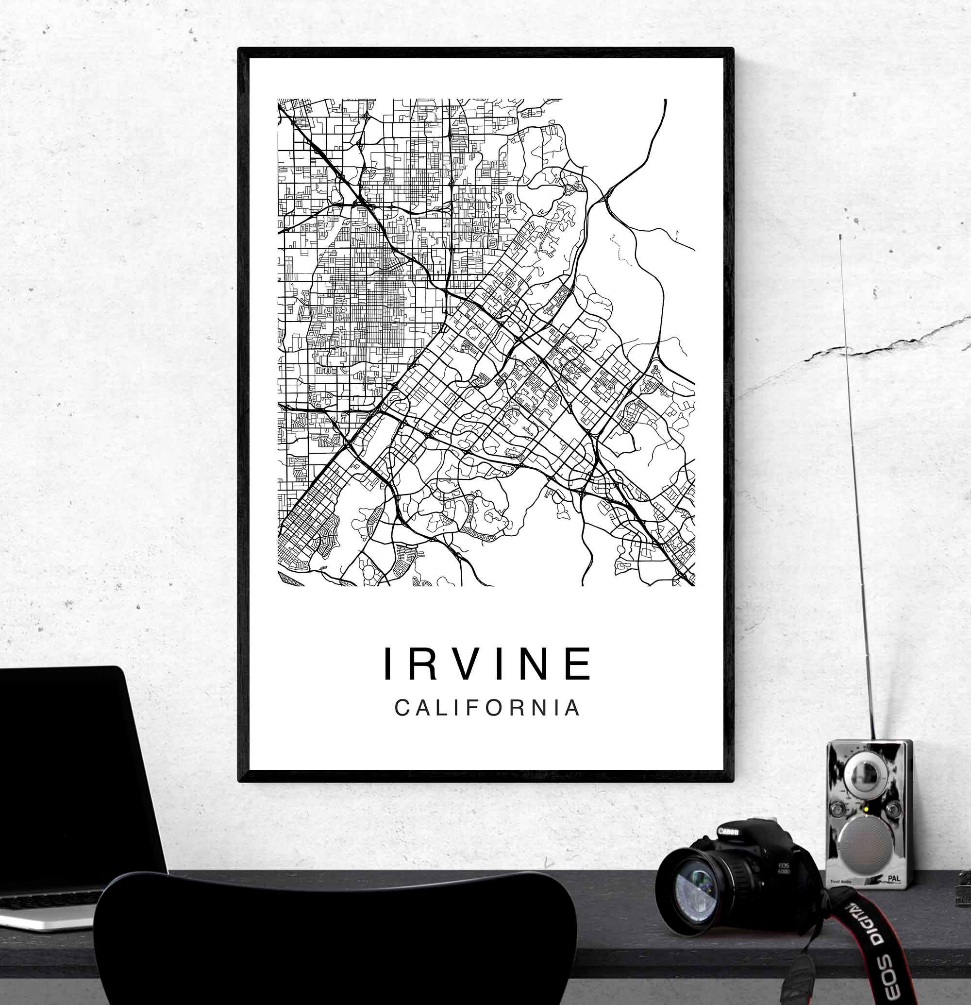 Irvine Map Print California CA USA Map Art Poster City | Etsy