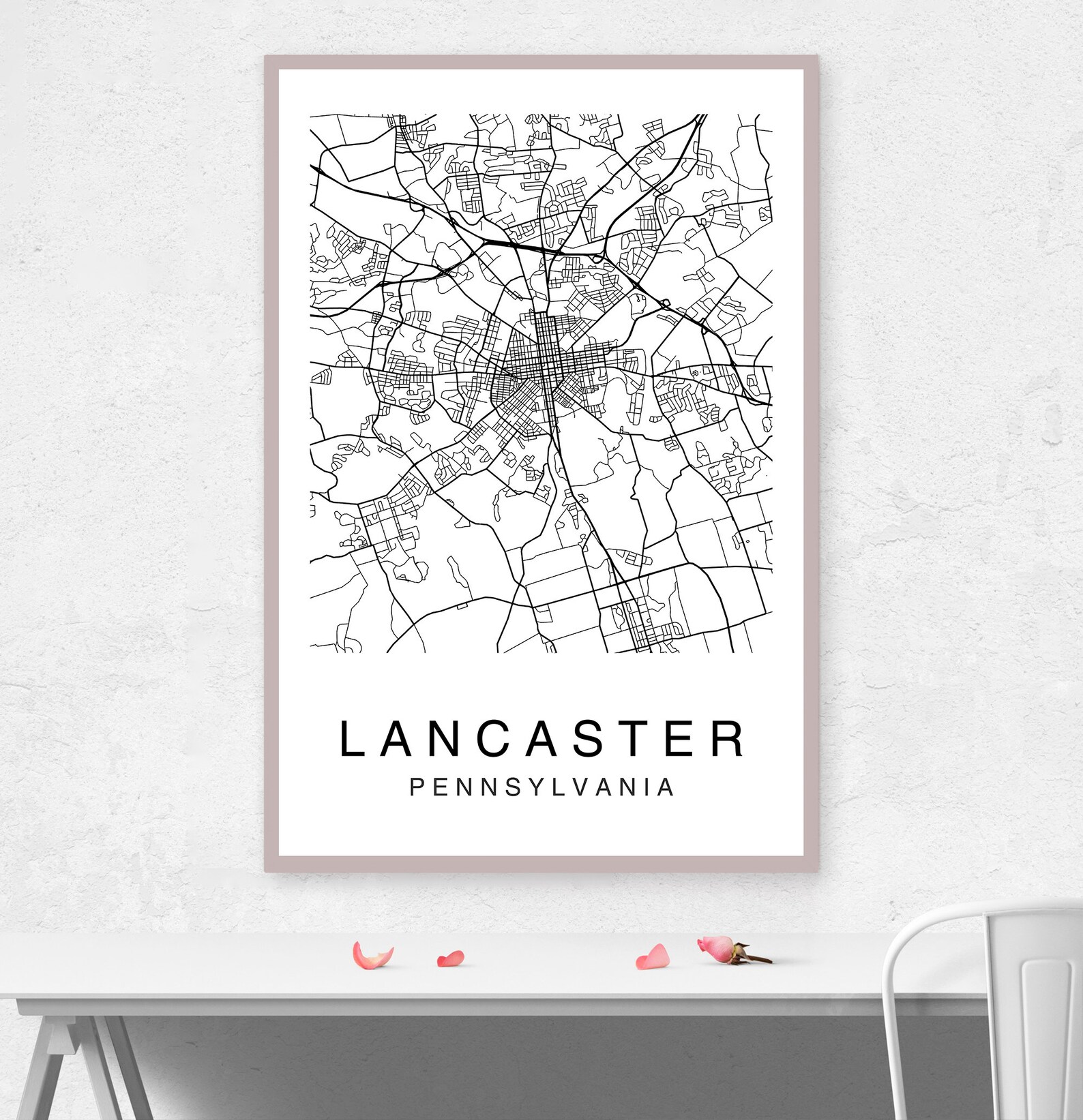 Lancaster Map Print Map Print Art Print Lancaster Wall Art | Etsy