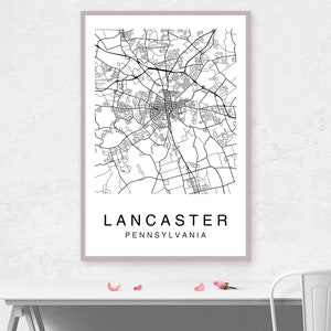 Lancaster Map Print Map Print Art Print Lancaster Wall Art | Etsy
